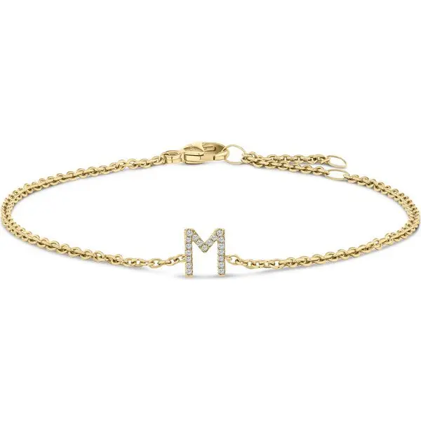 HAUS OF BRILLIANCE 10k Gold Diamond Accent Initial Charm Link Bracelet - Yellow | M